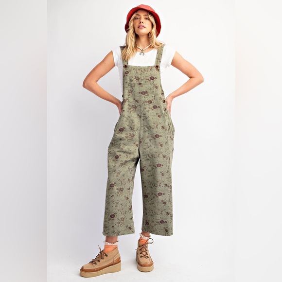 easel | Pants & Jumpsuits | New Easel Floral Printed Twill Jumpsuit ...